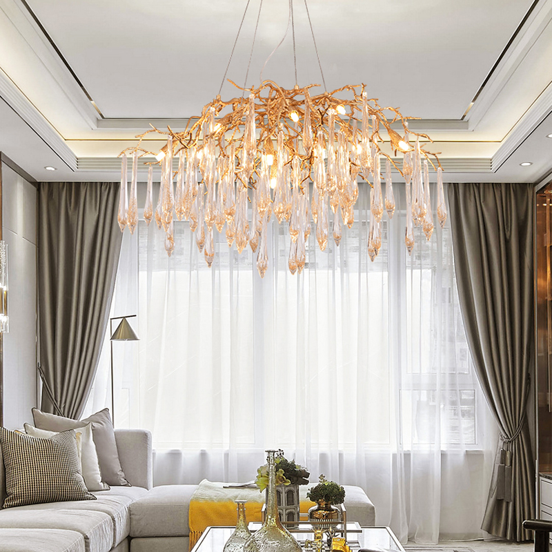 Agnes Brass Branch Crystal Chandelier，Chandelier For Dining Room