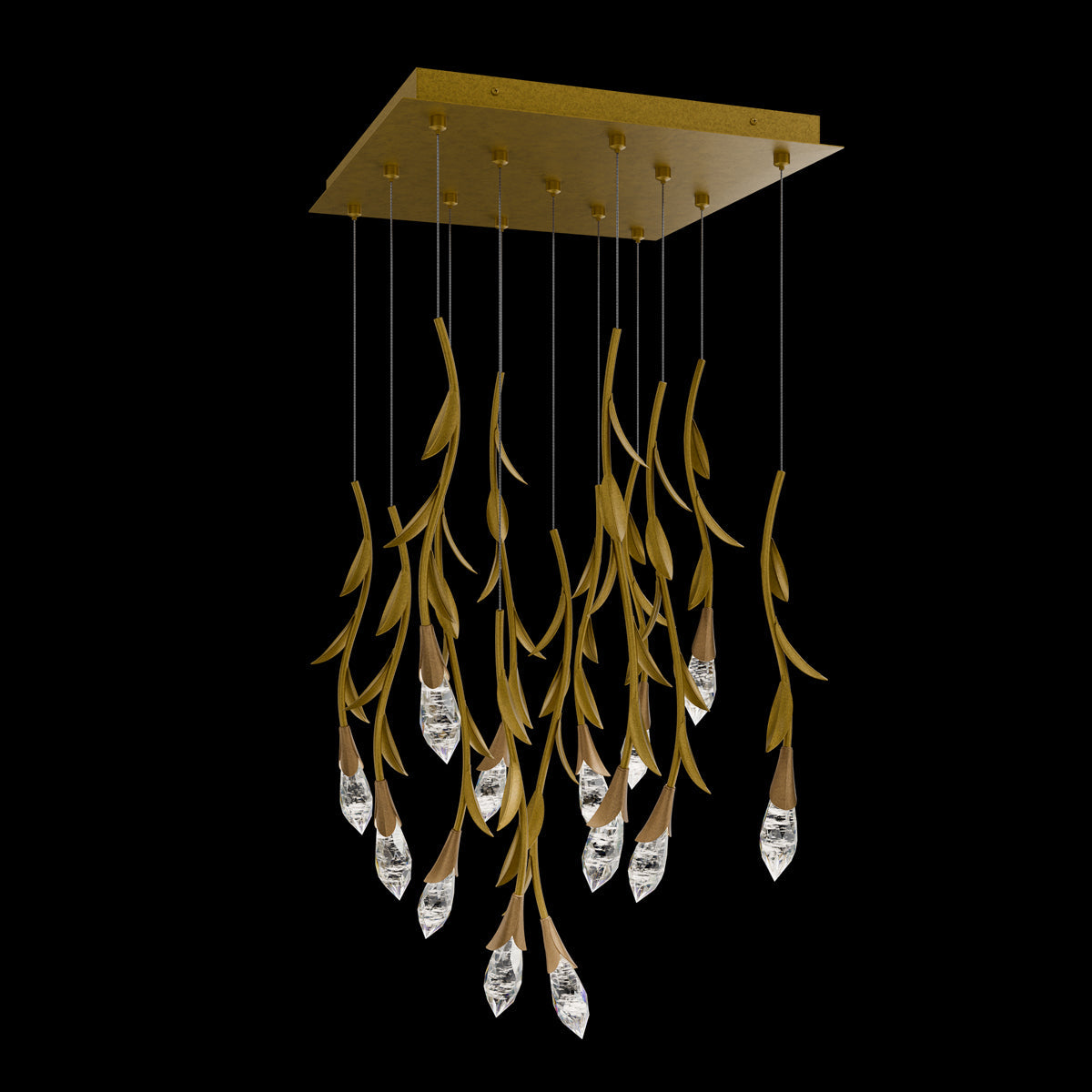 Modern Luxury Floating Branches Floral Crystal Chandelier with Square